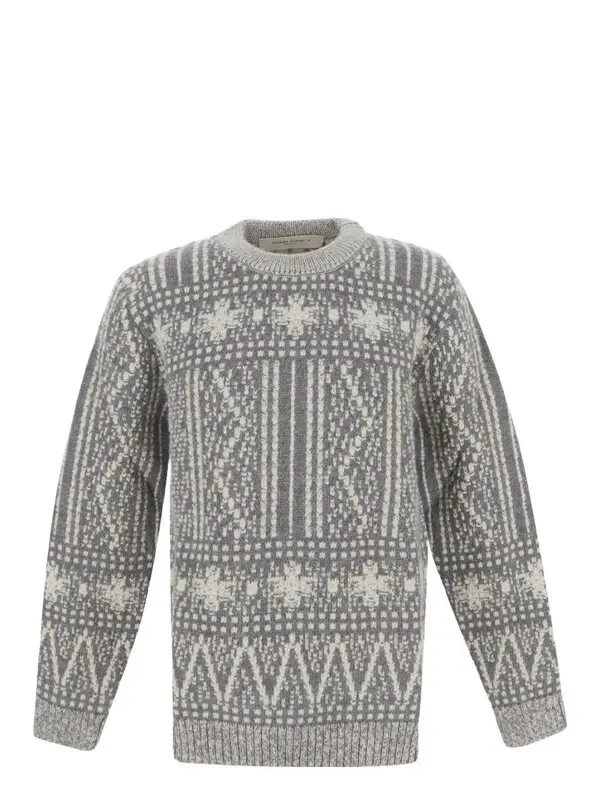 GOLDEN GOOSE Fair Isle Motif Round Neck Sweater - Gray