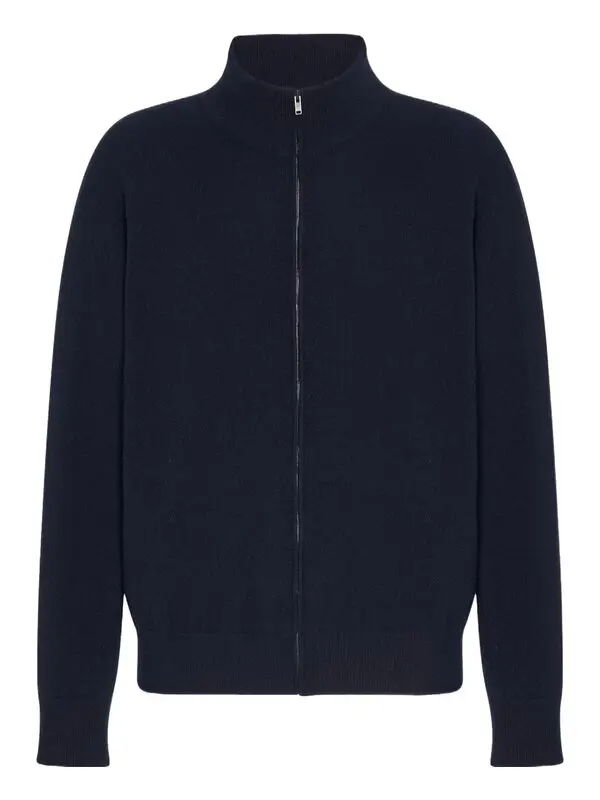THE ROW Tobia Cashmere Zip-up Sweater - Deep Navy Blue