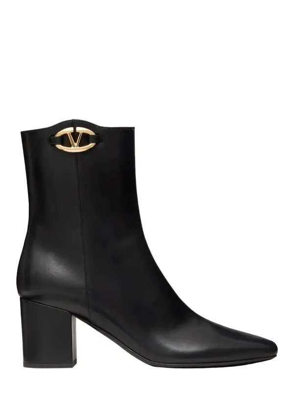 Valentino Garavani Vlogo Signature Square Toe Ankle Boots - Black