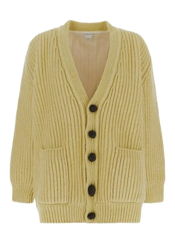 Bottega Veneta V-neck Knit Cardigan With Rib Details - Green