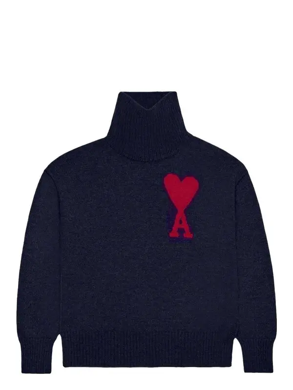 Ami De Coeur Logo Intarsia Knitted Jumper - Black
