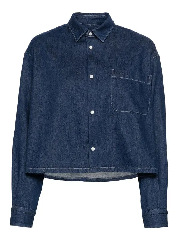 A.p.c. Cropped Denim Shirt With Classic Collar - Blue