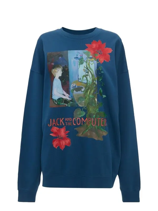 J.W.ANDERSON Graphic Print Organic Cotton Sweatshirt - Blue