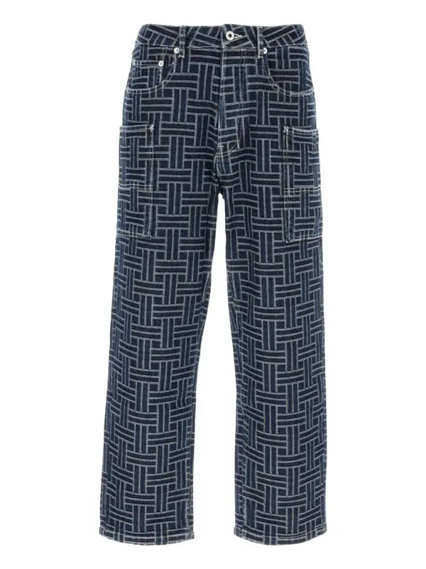 Kenzo Patterned Straight Leg Jeans - Black