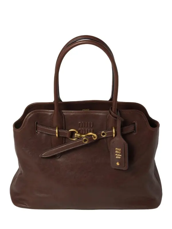 Miu Miu Nappa Leather Tote Bag - Heather Wood Color