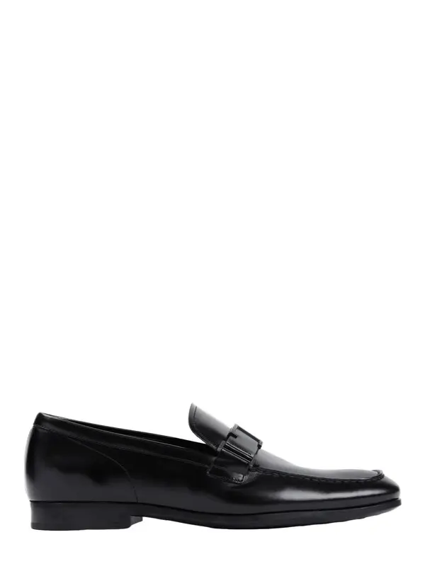 TOD'S Logo Plaque Loafers - Black
