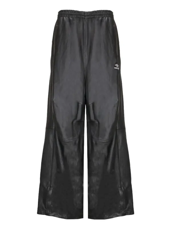 Balenciaga Leather Track Pants - Black
