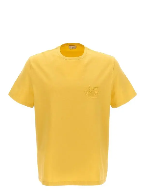 Etro Crewneck T-shirt With Logo Embroidery - Yellow