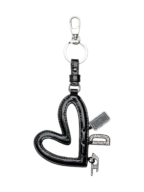 DIESEL® Glossy Finish Embellished Heart Charm - Black