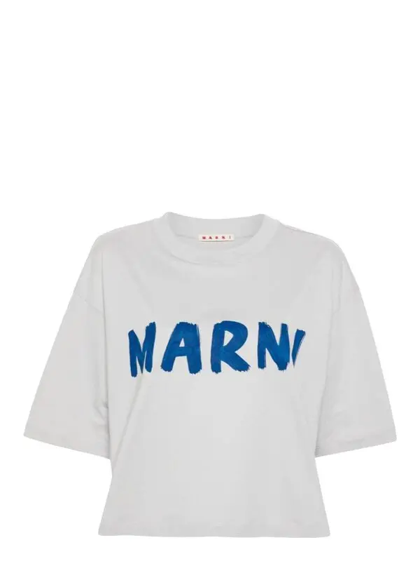 Marni Printed Cropped Organic Cotton T-shirt - White