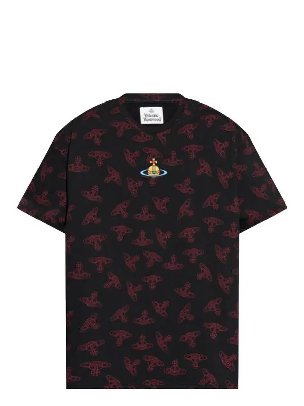 VIVIENNE WESTWOOD Logo Embroidered Crenweck T-shirt - Black