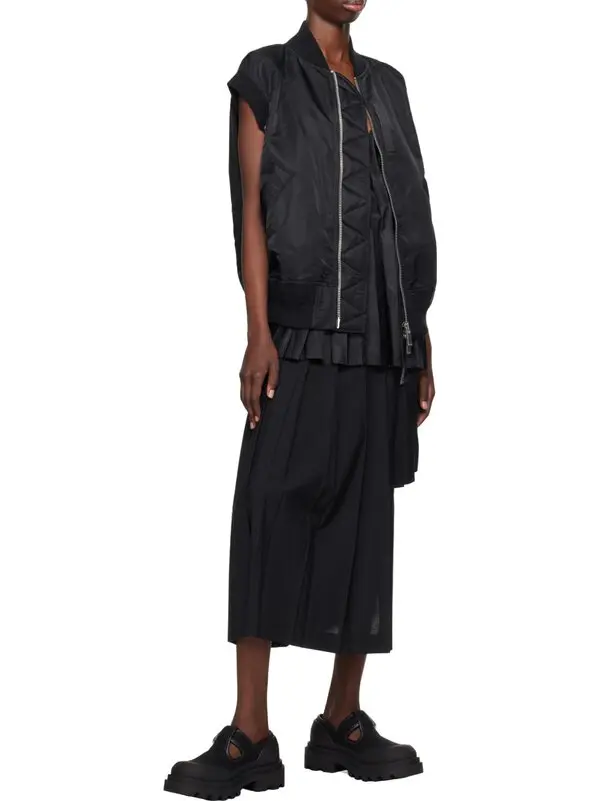 Sacai Zip Up Twill Vest - Black