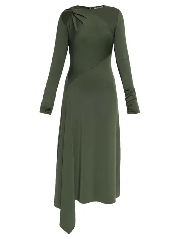 Victoria Beckham Asymmetrical Long Sleeve Dress - Green