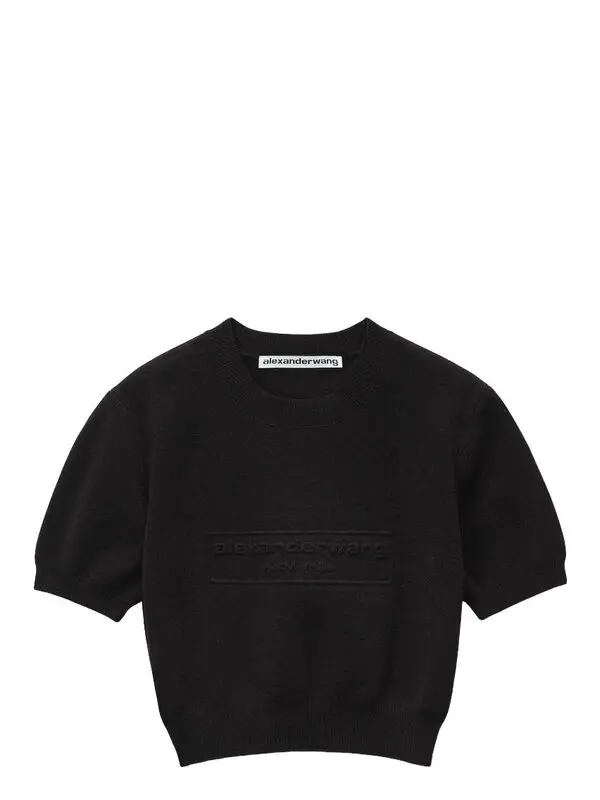 Alexander Wang Logo Embossed Ribbed Jumper - Black