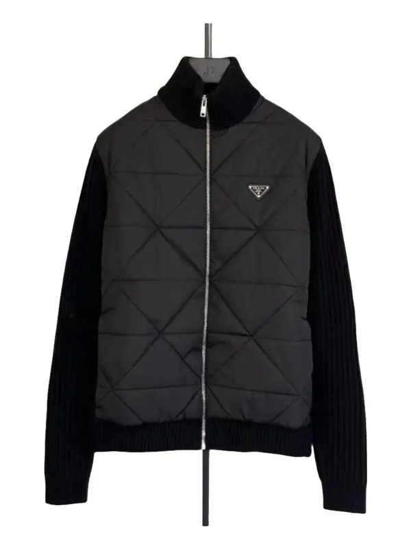 Prada Splicing Design Knitted Cardigan - Black