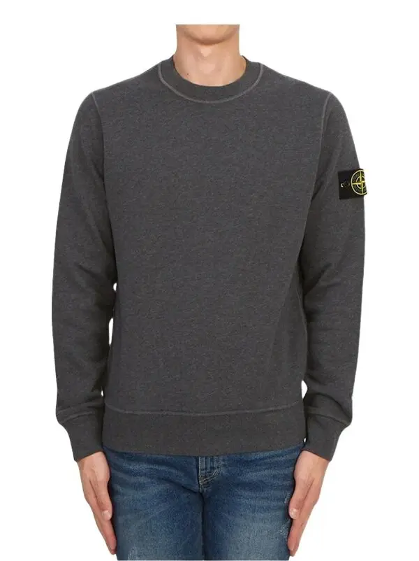 Stone Island Compass Motif Cotton Sweatshirt - Ash Mixed Color
