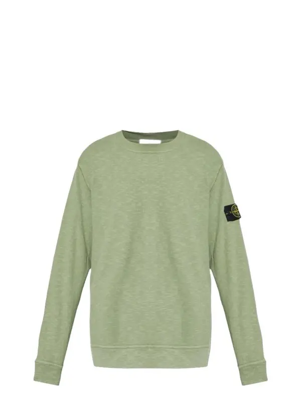 Stone Island Logo Patch Long Sleeve Sweatshirt - Sage