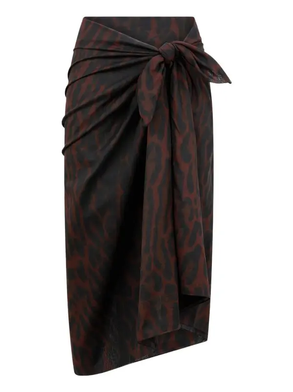 TOM FORD Leopard Print Pareo Wrap Skirt - Black