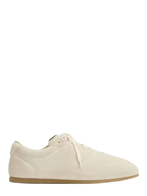 LEMAIRE Quilted Suede Lace-up Sneakers - Nude