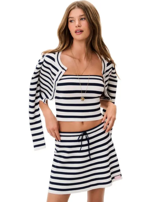 LoveShackFancy Jeanie Stretch Knit Mini Skirt - Sailor Night
