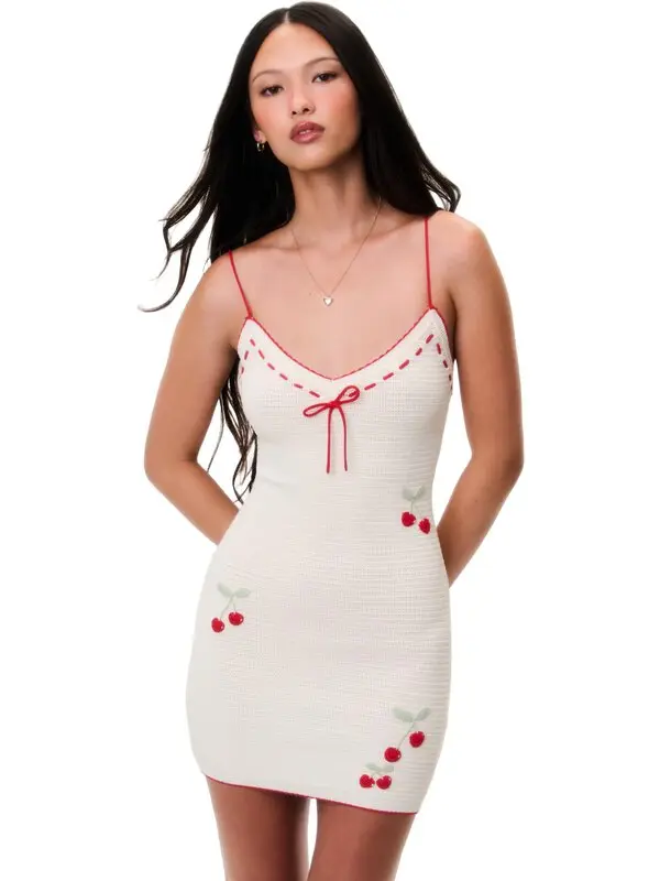 LoveShackFancy Yelena Cherry Crochet Mini Dress - Cherry Sail