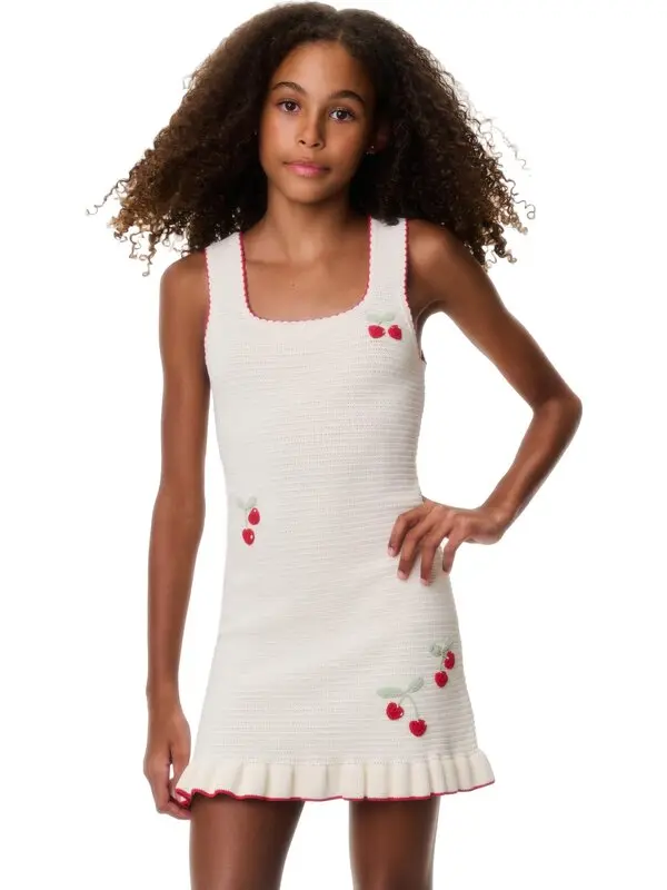 LoveShackFancy Tween Ottie Cherry Crochet Mini Dress - Cherry Sail