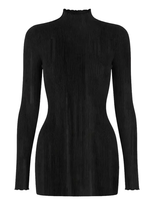 Rick Owens Ribbed Knit High-neck Sweater - Black