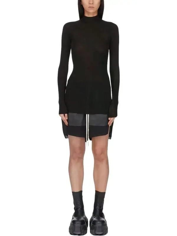 Rick Owens Ribbed Knit High-neck Sweater - Black