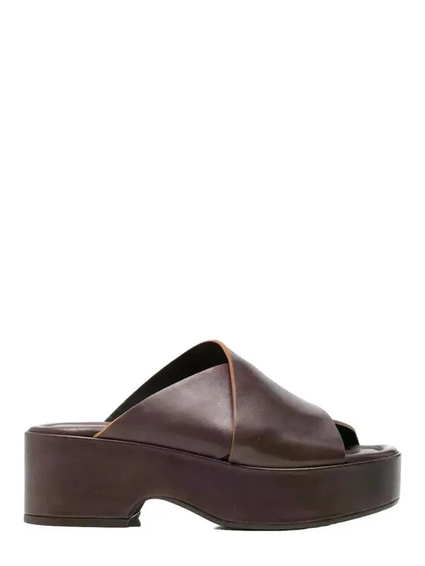 CURIOSITÈ Crossover Strap Platform Sandals - Brown