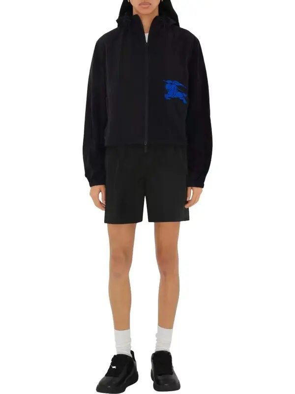 Burberry Nylon Shorts With Equestrian Knight Design - Black