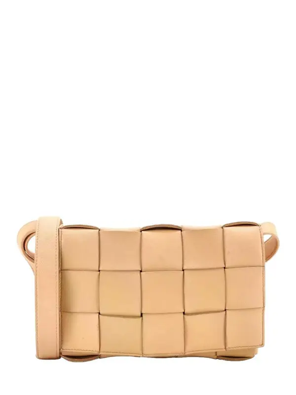 Bottega Veneta Cassette Maxi Intrecciato Leather Small Crossbody Bag - Neutrals