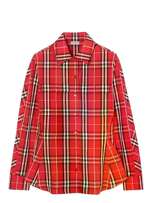 Burberry Check Slim Shirt - Red