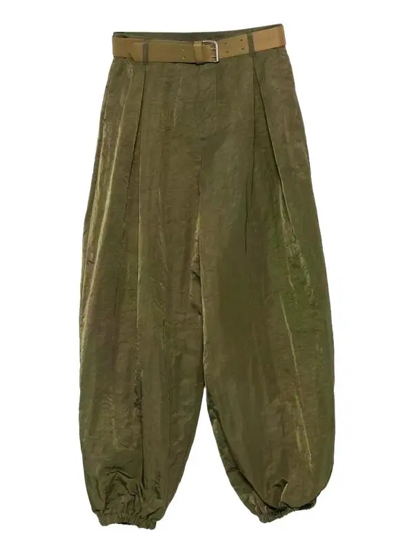 Imperial Belted Pleated Trousers - Green