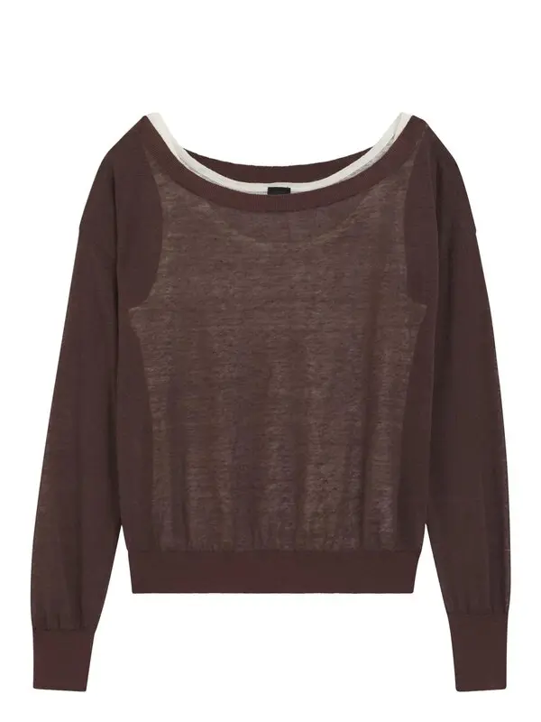 BOSS Linen-cotton Sweater With Integrated Vest Underlayer - Patterned