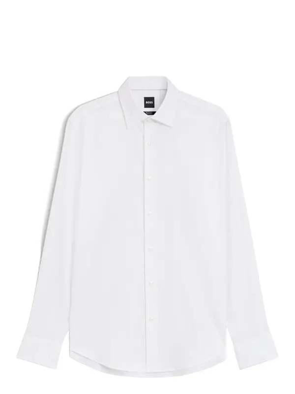 BOSS Easy-iron Regular-fit Shirt In Stretch-cotton Dobby - White