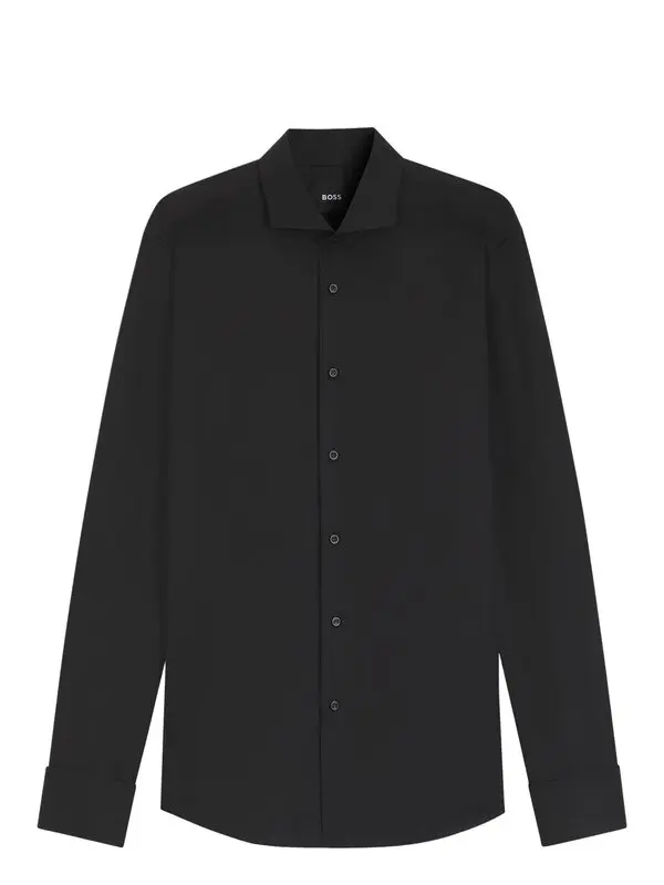 BOSS Regular-fit Shirt In Structured Italian Cotton - Black