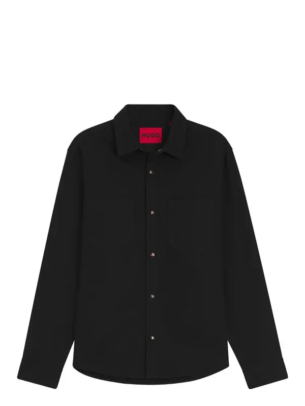 Hugo Oversize-fit Shirt In Cotton Twill With Patch Pockets - Black