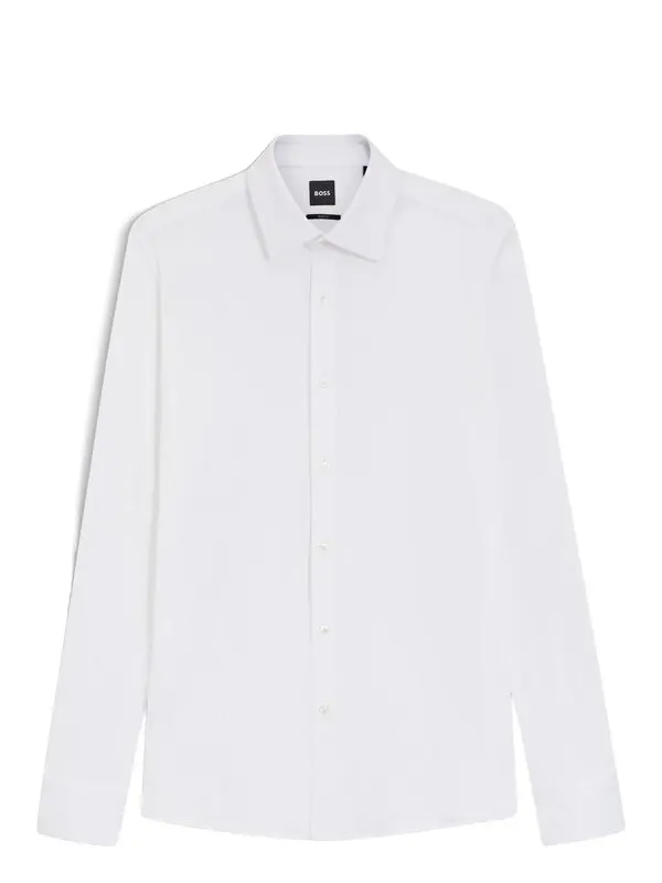 BOSS Slim-fit Shirt In Piqué Jersey - White