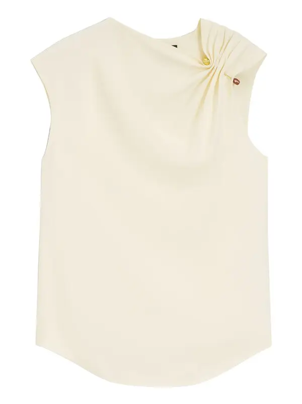 BOSS Regular-fit Crepe Blouse With Metal Pin Detail - Light Beige