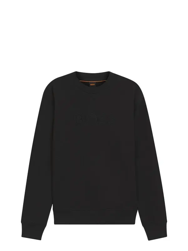 BOSS Relaxed-fit Cotton Terry Sweatshirt With Embroidered Logo - Black