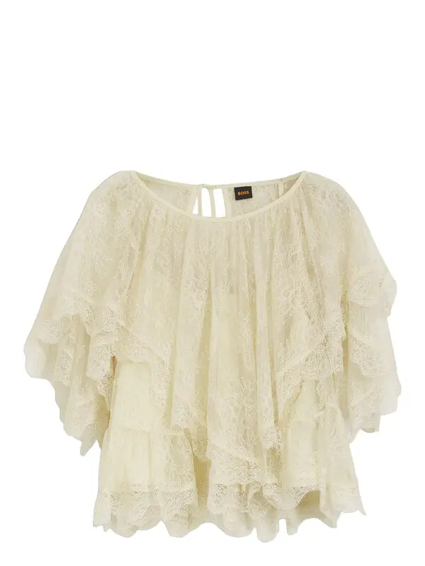 BOSS Mini Cape Blouse With Lace Trim - Light Yellow
