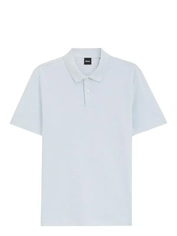 BOSS Cotton-blend Polo Shirt With Bubble-structured Jacquard - Light Blue