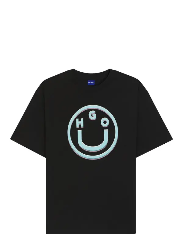 Hugo Cotton-jersey T-shirt With Graphic Print - Black