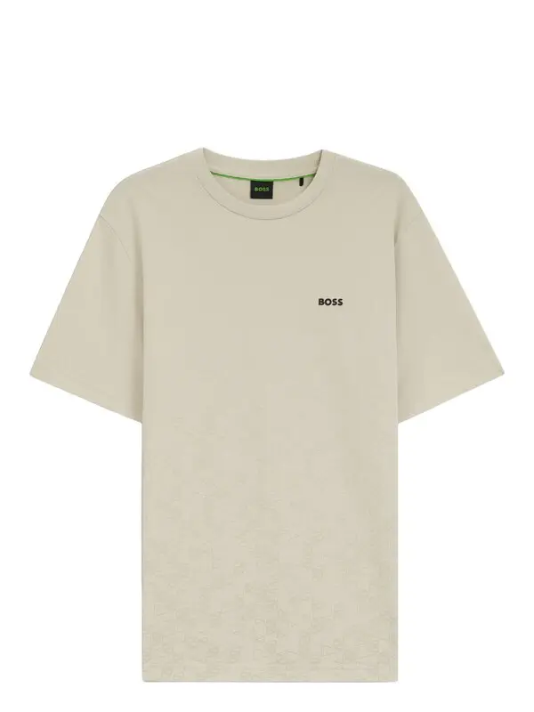 BOSS Cotton-piqué T-shirt With All-over Print - Light Beige