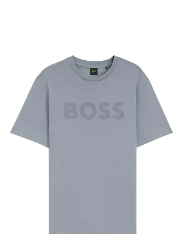 BOSS Cotton T-shirt With Tonal Logo - Dark Grey