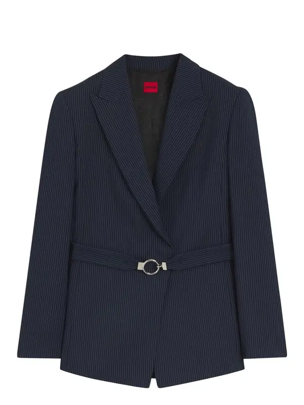 Hugo Pinstripe Belted Blazer - Patterned