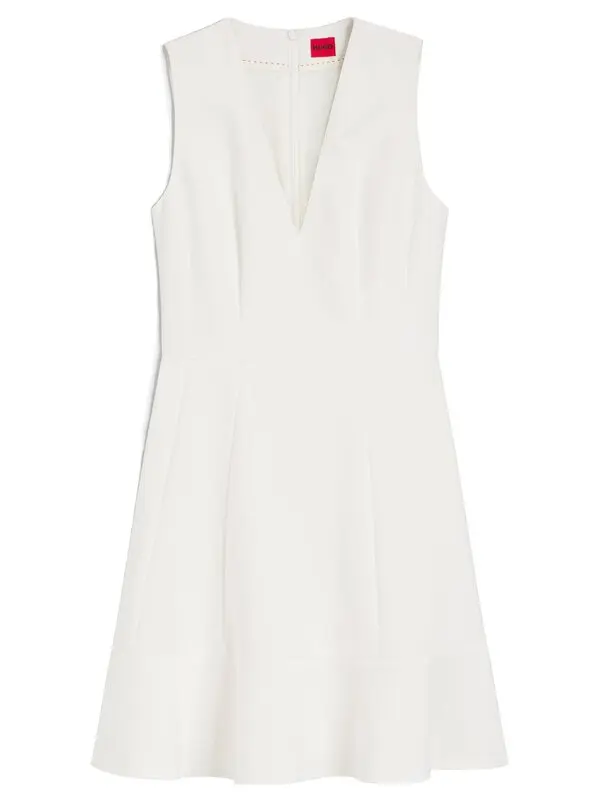 Hugo V-neck Seamed Dress - White