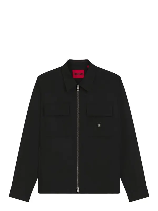Hugo Oversized-fit Shirt With Zipper Closure - Black