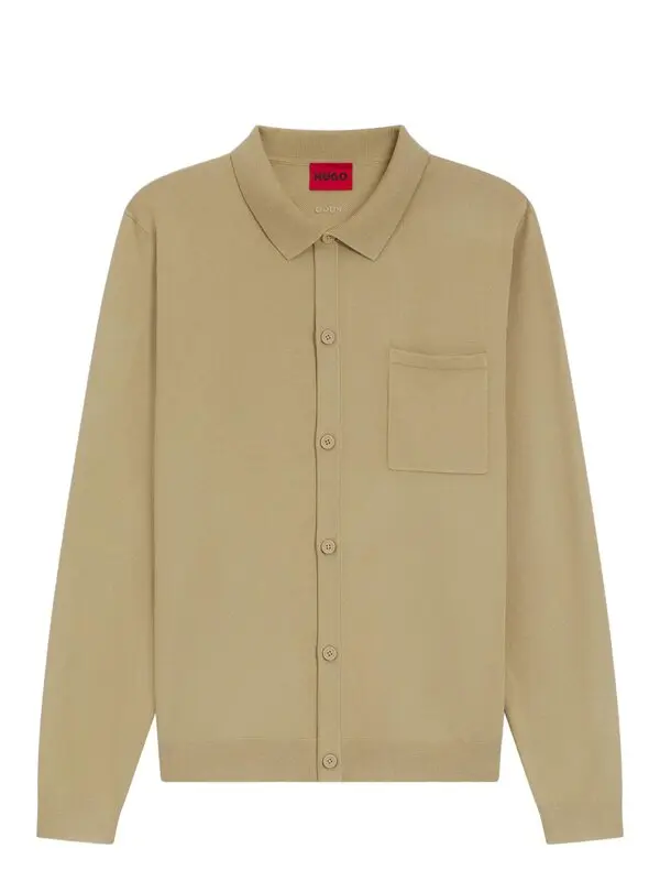 Hugo Regular-fit Knit Jacket With Ribbed Trims - Beige