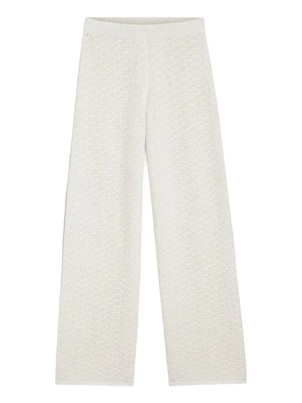 BOSS Cotton Knit Pants With Micro-lace Structure - White